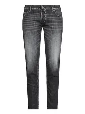 Dsquared2 Jeans With Leather Trims - Black