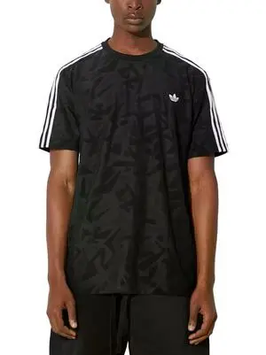 Adidas Three-stripe Abstract-print T-shirt - Black
