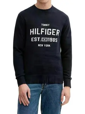 Tommy Hilfiger Logo-print Crewneck Sweatshirt - Blue