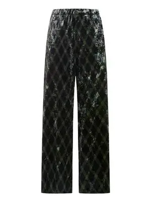 PIERRE-LOUIS MASCIA Diamond-pattern Velvet Trousers - Black