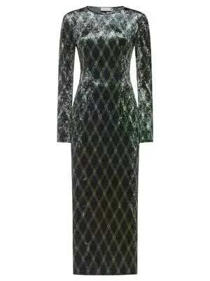 PIERRE-LOUIS MASCIA Diamond-pattern Maxi Dress - Black
