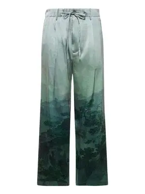 PIERRE-LOUIS MASCIA Landscape Print Drawstring Trousers - Blue