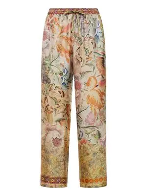 PIERRE-LOUIS MASCIA Floral-print Drawstring Trousers - Neutrals
