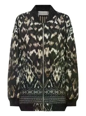 PIERRE-LOUIS MASCIA Ikat-pattern Bomber Jacket - Black