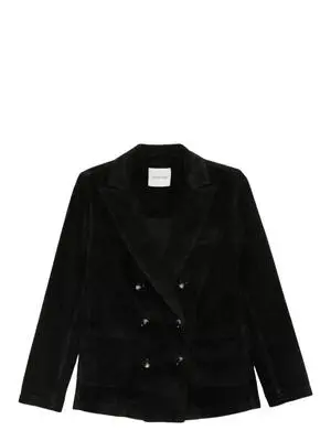 TRUE AVENUE Corduroy Double-breasted Blazer - Black