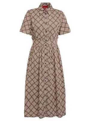 Max & Co. Geometric-print Cotton Midi Shirt Dress - Brown