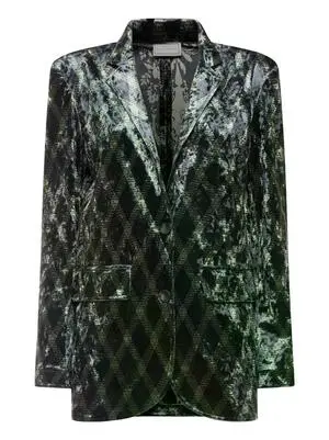 PIERRE-LOUIS MASCIA Diamond-pattern Velvet Blazer - Black