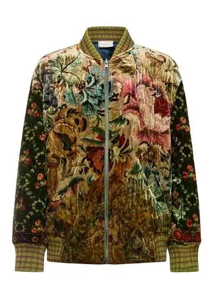 PIERRE-LOUIS MASCIA Floral Tapestry Velvet Jacket - Brown