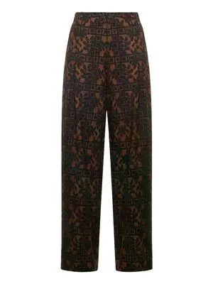PIERRE-LOUIS MASCIA Pleated-front Floral-print Trousers - Brown