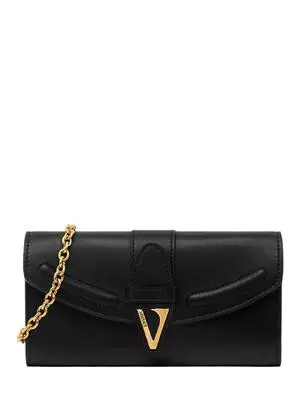 Versace V-logo Chain Clutch - Black