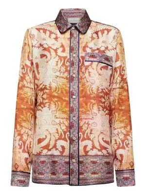 PIERRE-LOUIS MASCIA Paisley-print Long-sleeve Shirt - Orange