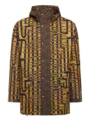 PIERRE-LOUIS MASCIA Abstract-print Hooded Jacket - Yellow