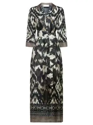 PIERRE-LOUIS MASCIA Geometric-patterned Shirt Maxi Dress - Black