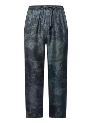 PIERRE-LOUIS MASCIA Landscape Print Drawstring Trousers - Black