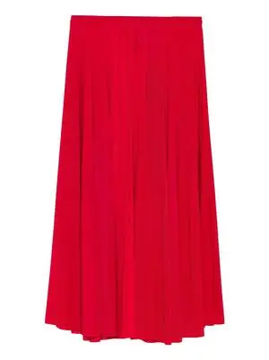 Norma Kamali Pleated Midi Skirt - Red