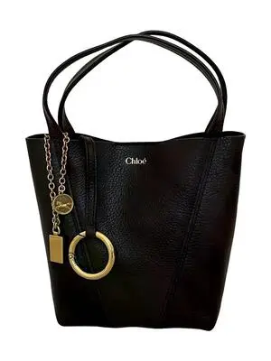 Chloé Leather-trimmed Chain-detail Shoulder Bag - Black