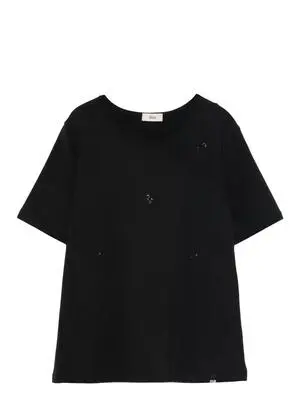 Herno Short-sleeve T-shirt With Rhinestone Embellishments - Black