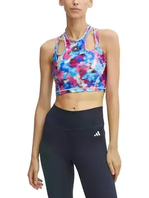 Adidas By Stella McCartney Cut-out Floral Print Sports Bra - Blue