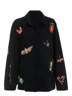 AGUA BENDITA Keishi Floral-embroidered Shirt
