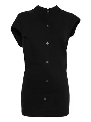 Issey Miyake Button-fastening Short-sleeve Top - Black