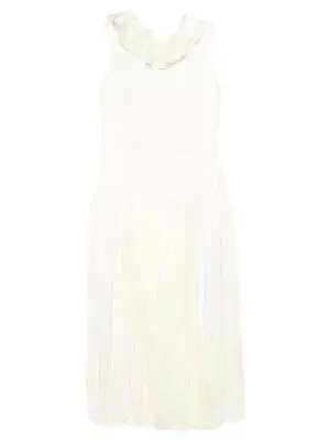 JIL SANDER Pleated Ruffled Dress - White