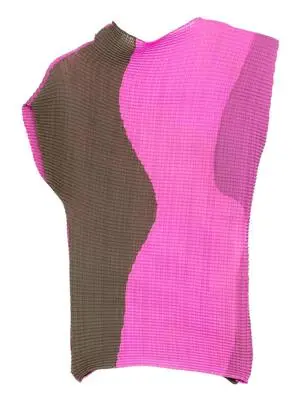 Issey Miyake Paneled Pleated Top - Pink