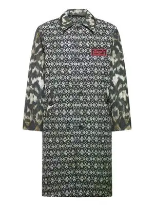 PIERRE-LOUIS MASCIA Ikat-patterned Buttoned Coat - Grey