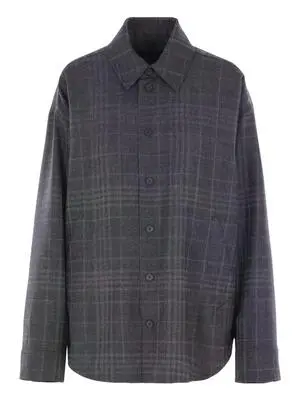 Balenciaga Checked Wool Shirt - Grey