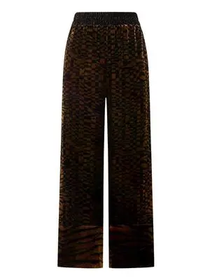 PIERRE-LOUIS MASCIA Velvet Geometric-pattern Trousers - Brown