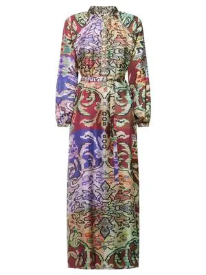 PIERRE-LOUIS MASCIA Abstract-pattern Belted Maxi Dress - Red