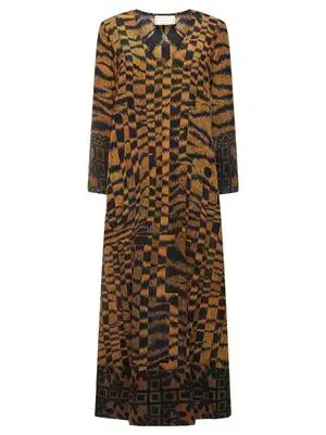 PIERRE-LOUIS MASCIA Abstract-print Maxi Dress - Brown