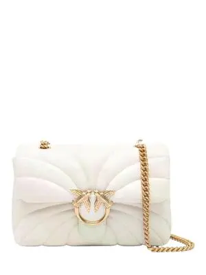 Pinko Quilted Shoulder Bag With Bird Embellishment - Neutrals