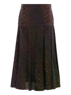 Balenciaga Leopard-print Pleated Skirt - Brown