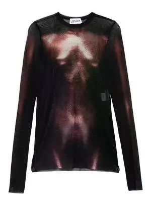 Jean Paul Gaultier Body-print Mesh Top - Brown