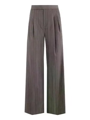 ISABELLE BLANCHE Striped Straight-leg Trousers - Grey