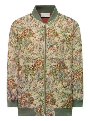 PIERRE-LOUIS MASCIA Floral Tapestry Bomber Jacket - Neutrals