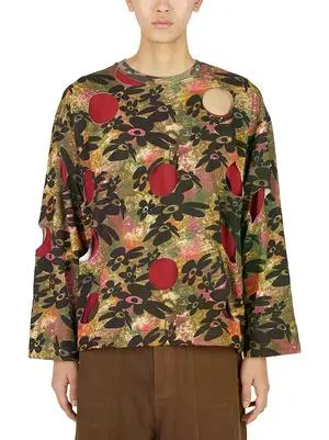 PERKS AND MINI Cut-out Floral-print T-shirt - Green