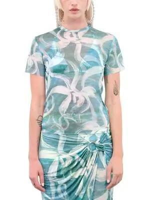 LOUISA BALLOU Abstract-print T-shirt - Blue