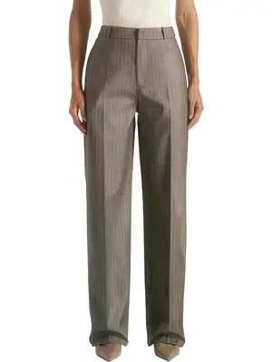 Manière De Voir Pinstripe Tailored Trousers - Brown