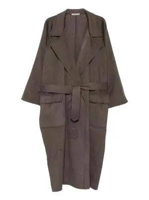 Dusan Belted Patch-pocket Coat - Brown