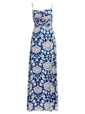 Agua Bendita Arista Open-back Shell-print Maxi Dress - Blue