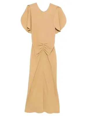 Victoria Beckham Flutter-sleeve Draped Dress - Yellow