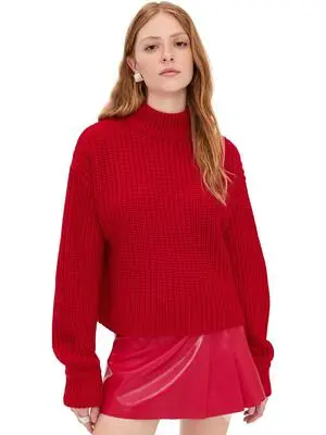 Good American Chunky Knit Mock Neck Sweater - Chili001