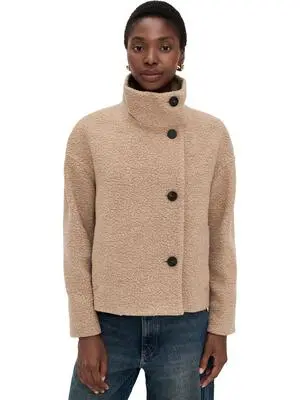 Harris Wharf London Cropped Funnel Jacket - Beige