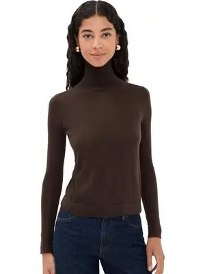 Co Long Sleeve Cashmere Turtleneck Chocolate