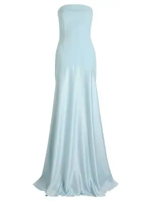 Solace London Alessandra Strapless Satin And Crepe Gown - Light Blue