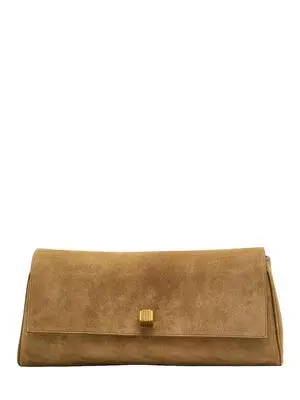 Khaite Audrey Suede Clutch - Brown