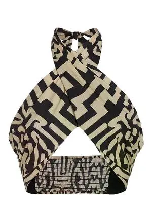 Johanna Ortiz Printed Halterneck Top - Black