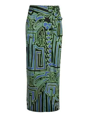 Johanna Ortiz Abstract-print Midi Skirt - Black