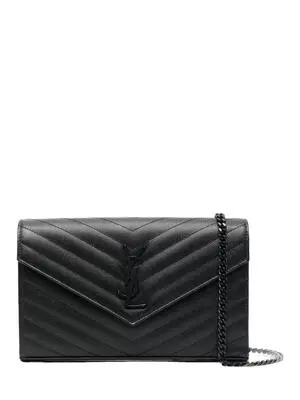 SAINT LAURENT Classic Cassandre Chain Quilted-Leather Clutch